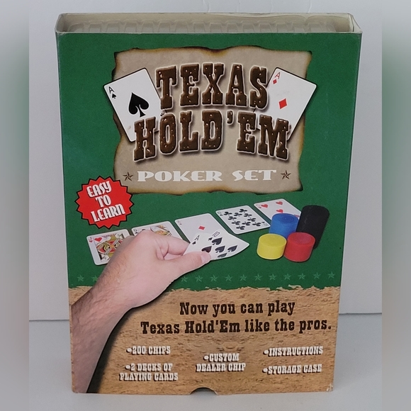 Games | Texas Holdem Poker Set Complete W20 Chips 2 Card Decks ...
